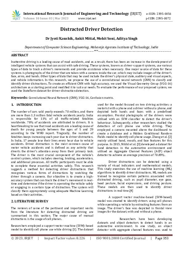 Pdf Distracted Driver Detection