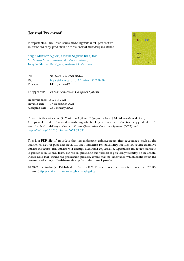 Pdf Interpretable Clinical Time Series Modeling With Intelligent Feature Selection For Early