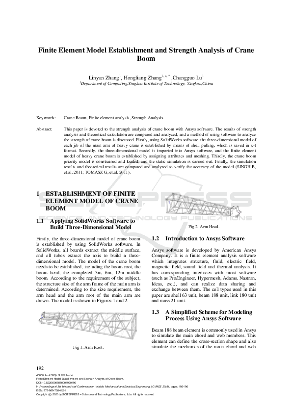 (PDF) Finite Element Model Establishment and Strength Analysis of Crane Boom