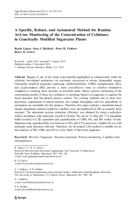 (PDF) A Specific, Robust, and Automated Method for Routine At-Line ...