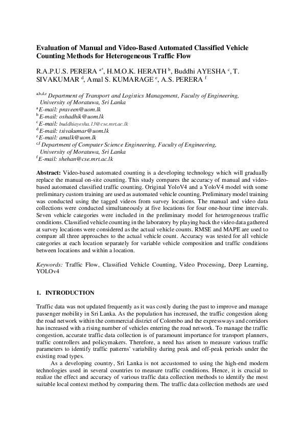 (PDF) Evaluation of Manual and Video-Based Automated Classified Vehicle Counting Methods for ...