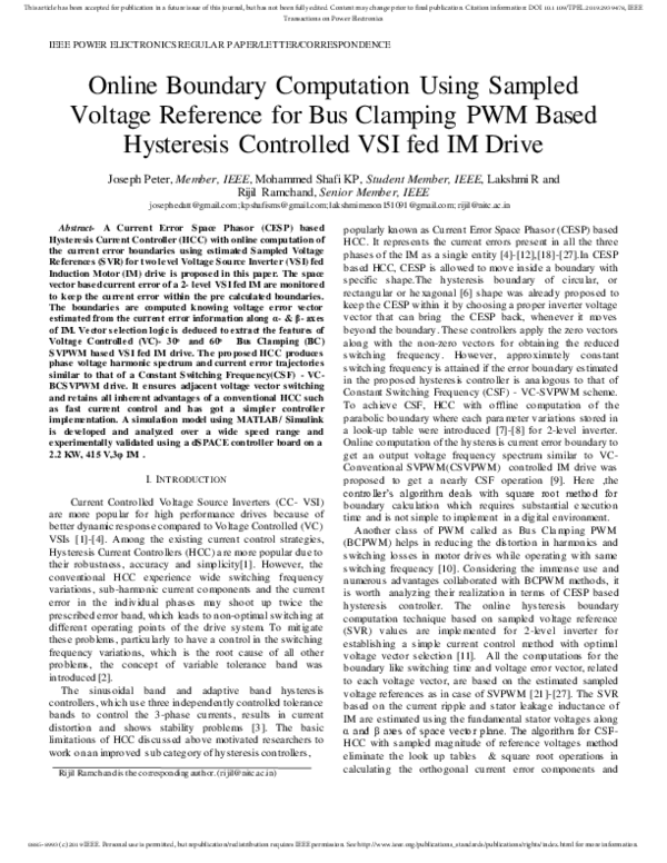 Pdf Online Boundary Computation Using Sampled Voltage Reference For Bus Clamping Pwm Based
