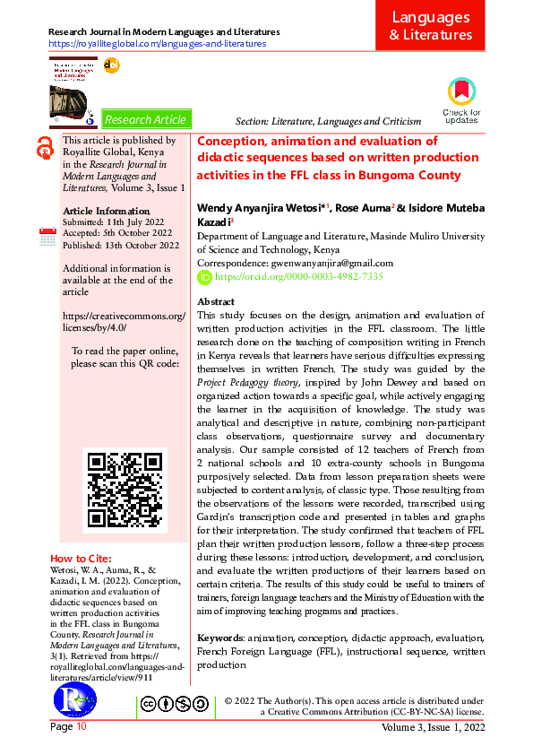 (PDF) Conception, animation and evaluation of didactic sequences based ...