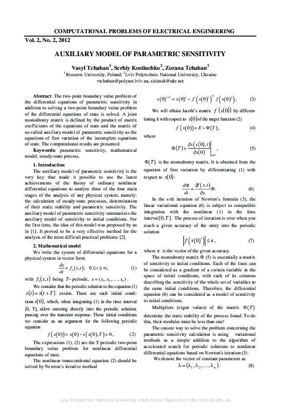 (PDF) Auxiliary Model of Parametric Sensitivity