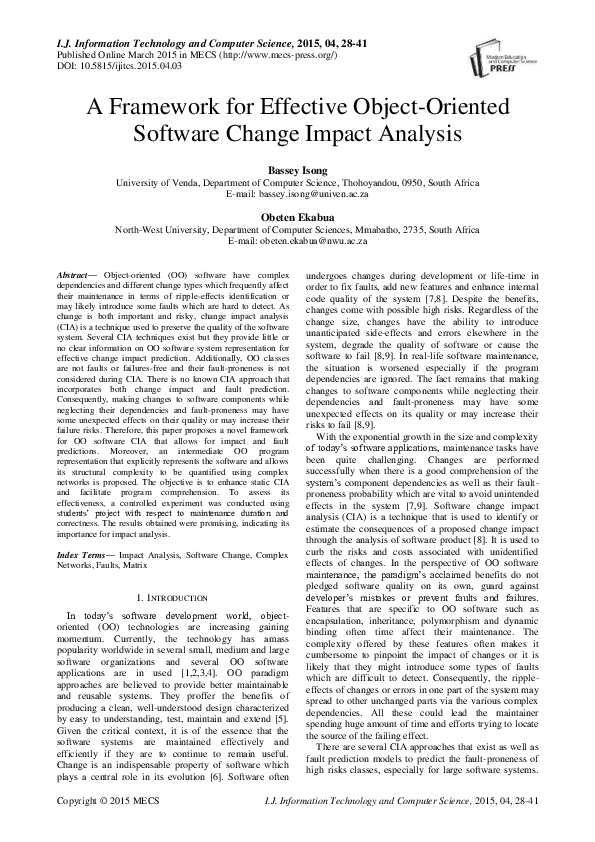 (PDF) A Framework for Effective Object-Oriented Software Change Impact Analysis