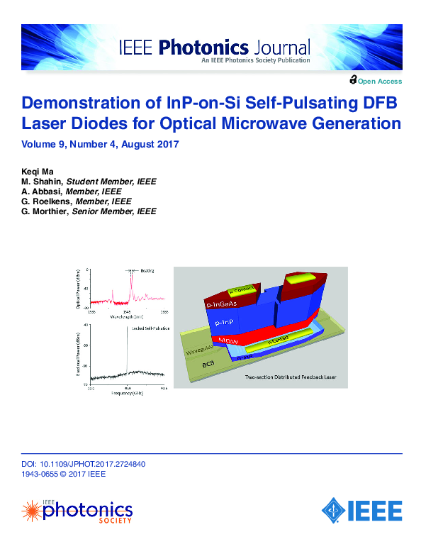 (PDF) Demonstration of InP-on-Si Self-Pulsating DFB Laser Diodes for Optical Microwave Generation