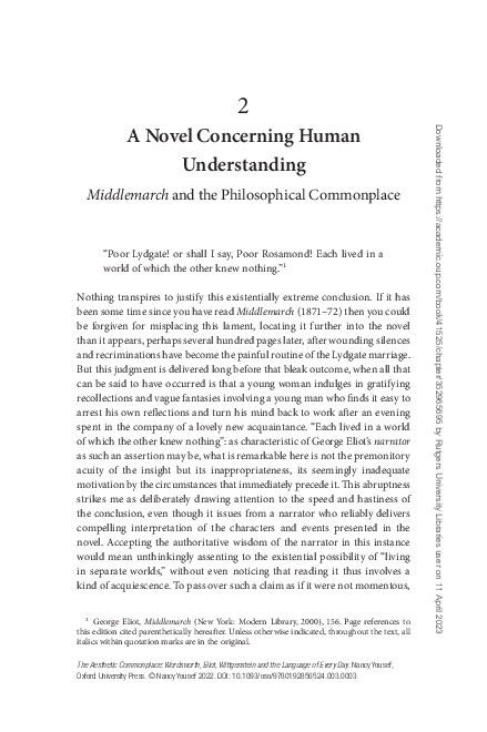 (PDF) A Novel Concerning Human Understanding: Middlemarch and the ...