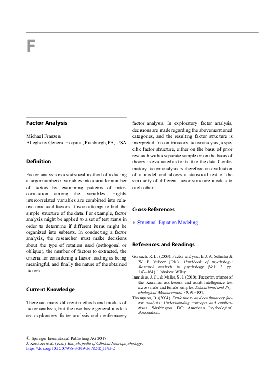 (PDF) Factor Analysis