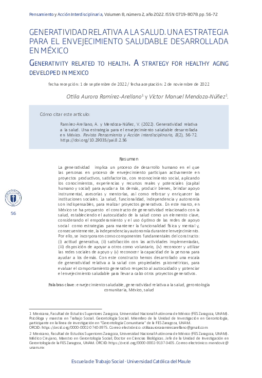 (PDF) GENERATIVIDAD RELATIVA A LA SALUD. UNA ESTRATEGIA PARA EL ...