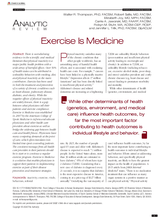 (PDF) Exercise Is Medicine