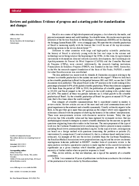 (PDF) Reviews and guidelines: Evidence of progress and a starting point ...