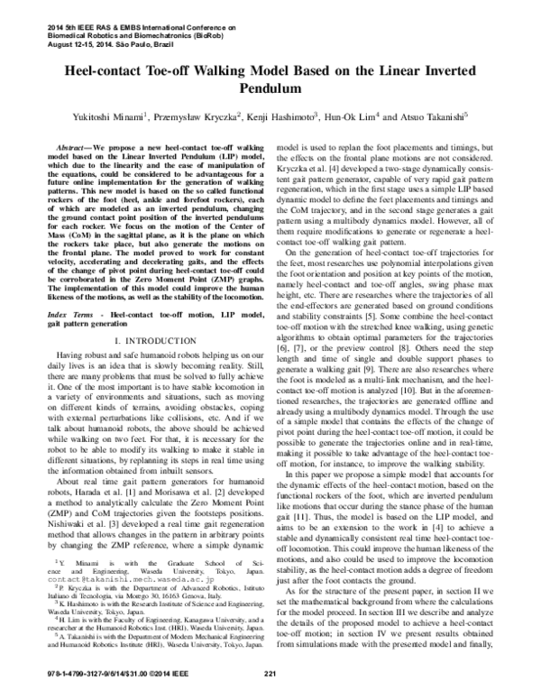 (PDF) Heel-contact toe-off walking model based on the Linear Inverted ...