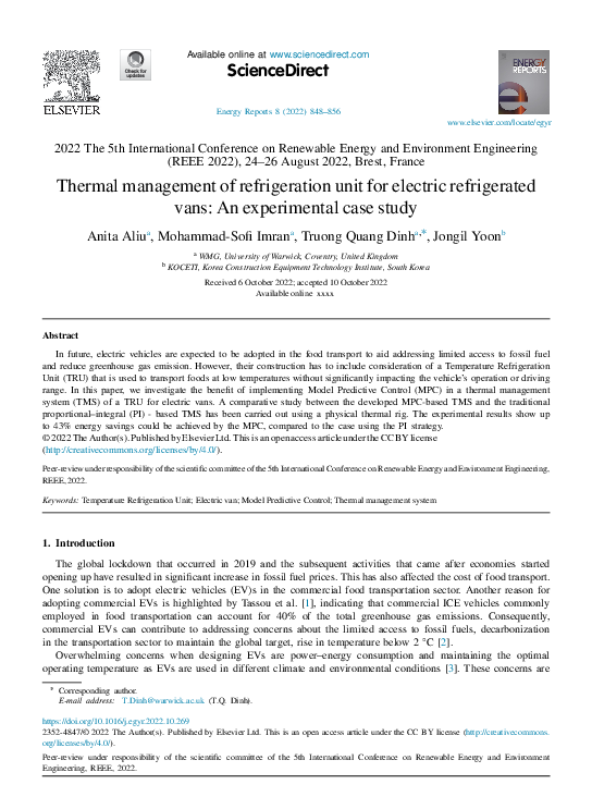 (PDF) Thermal management of refrigeration unit for electric ...
