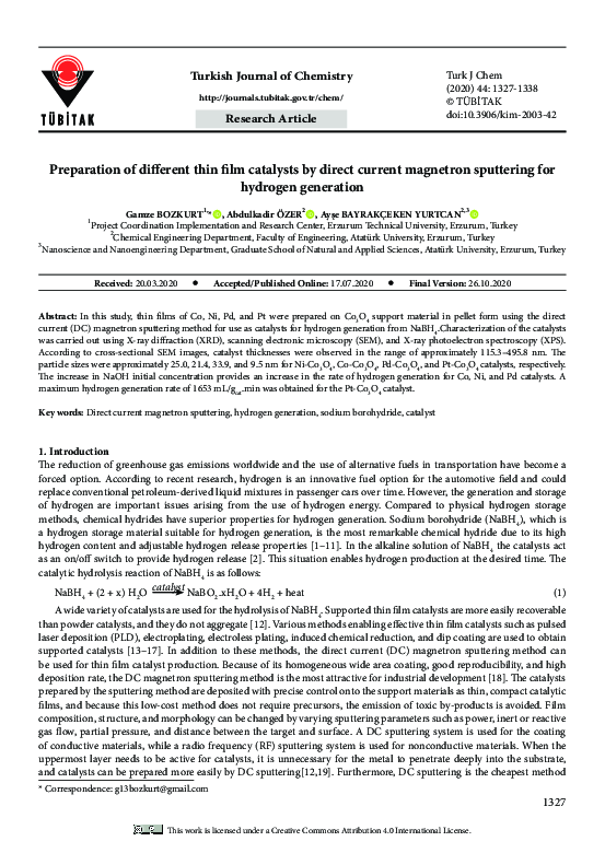 (PDF) Preparation of different thin film catalysts by direct current ...