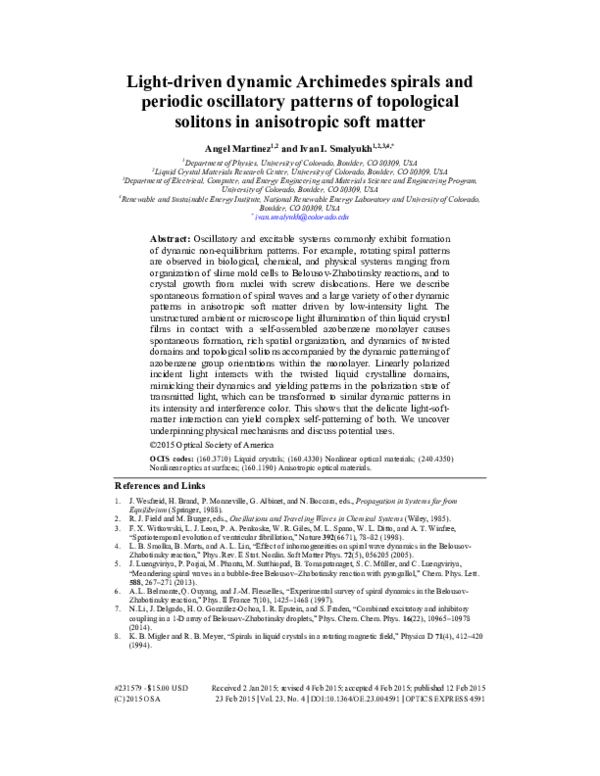 (PDF) Light-driven dynamic Archimedes spirals and periodic oscillatory ...