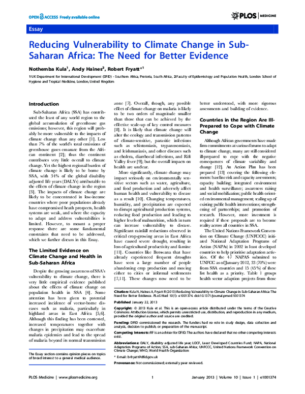(PDF) Reducing Vulnerability to Climate Change in Sub-Saharan Africa ...