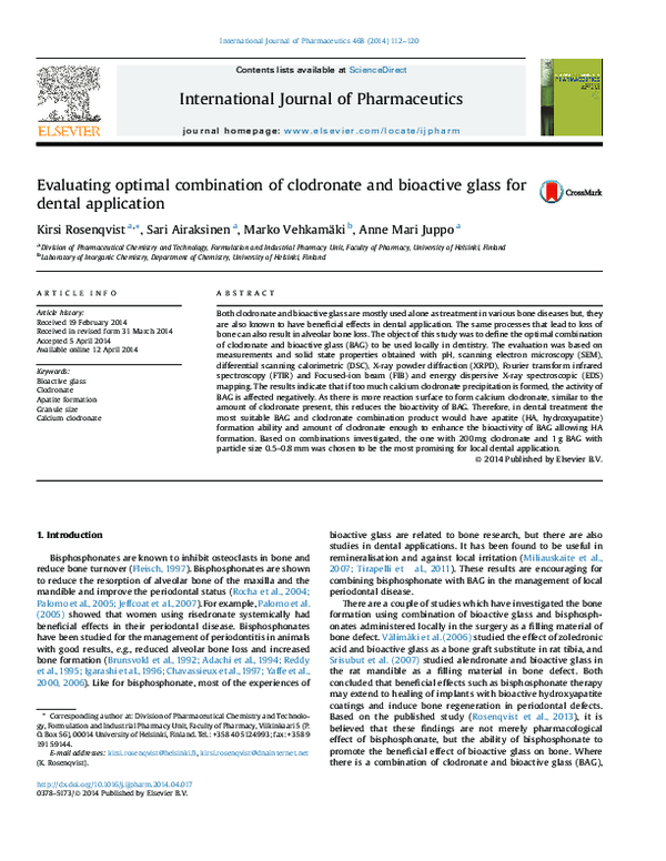(PDF) Evaluating optimal combination of clodronate and bioactive glass ...