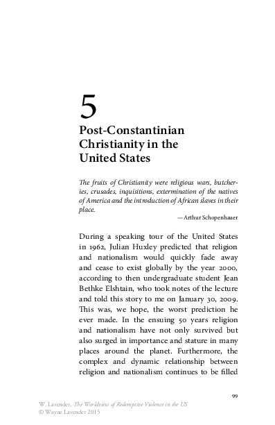 (PDF) Post-Constantinian Christianity in the United States