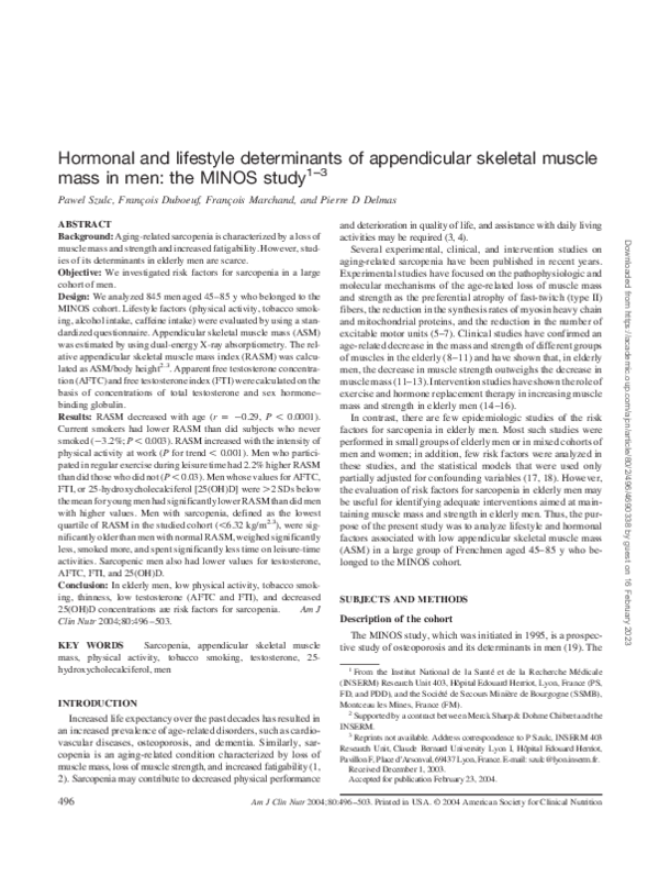 (PDF) Hormonal and lifestyle determinants of appendicular skeletal ...