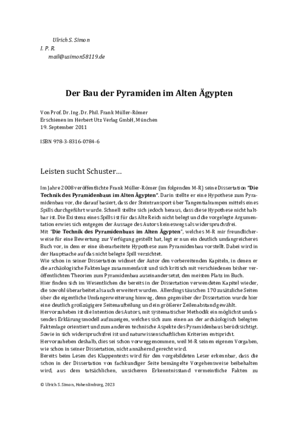 (PDF) Der Bau der Pyramiden im Alten Ägypten