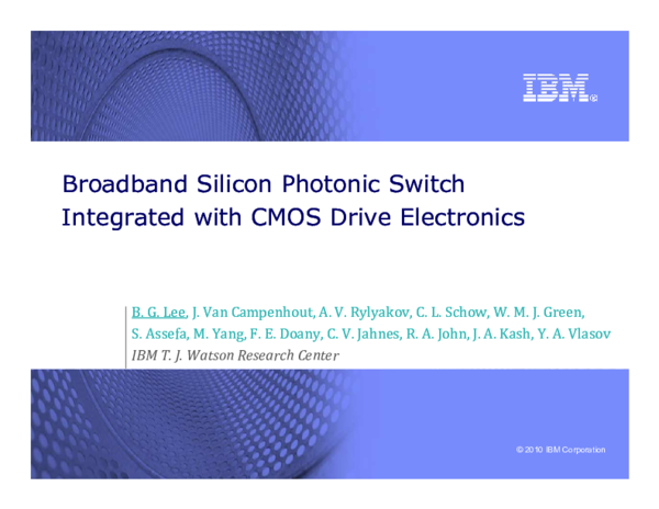 (PDF) Broadband Silicon Photonic Switch Integrated with CMOS Drive Electronics