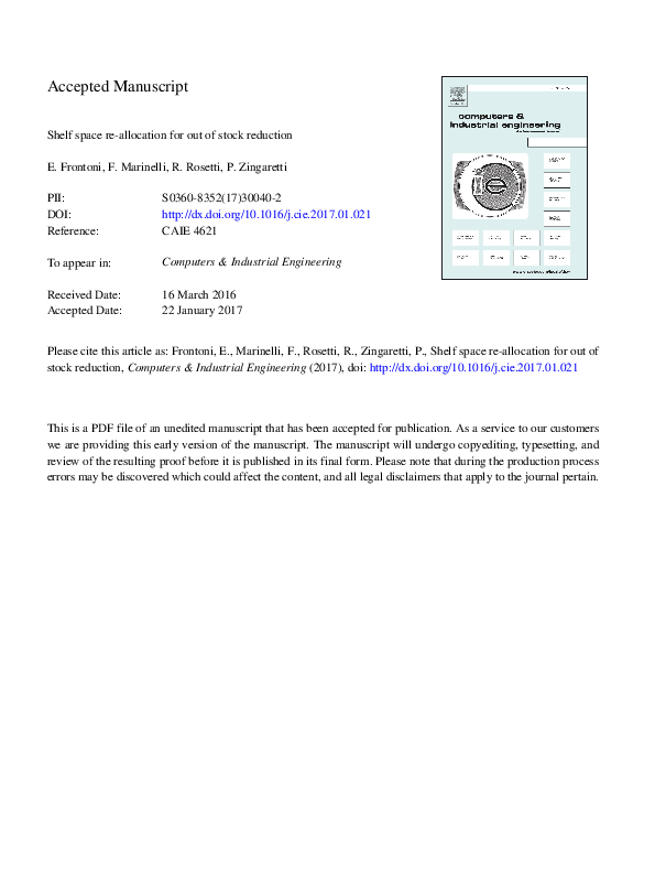 (PDF) Shelf space re-allocation for out of stock reduction