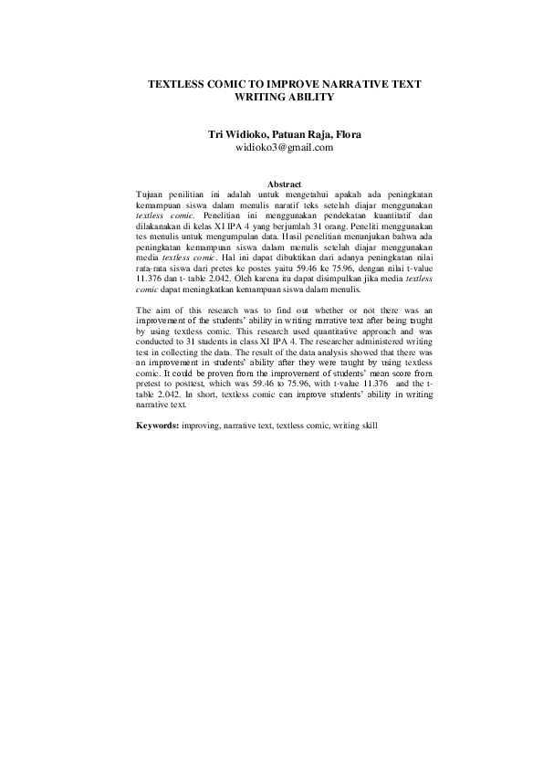 (PDF) Textless Comic to Improve Narrative Text Writing Ability