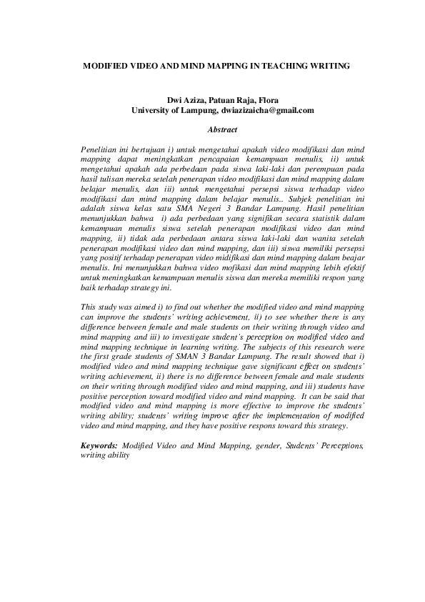 (PDF) Modified Video and Mind Mapping in Teaching Writing