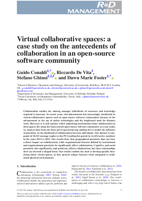 (PDF) Virtual collaborative spaces: a case study on the antecedents of collaboration in an open ...