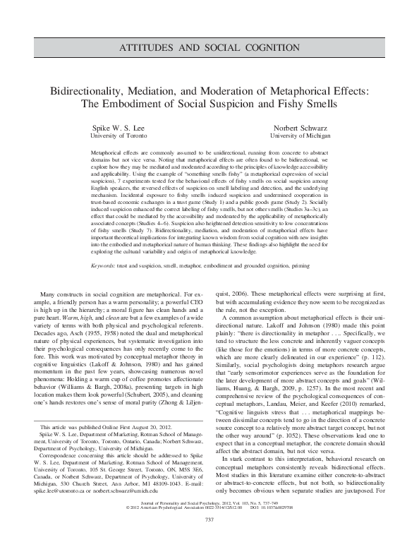 (PDF) Bidirectionality, mediation, and moderation of metaphorical ...