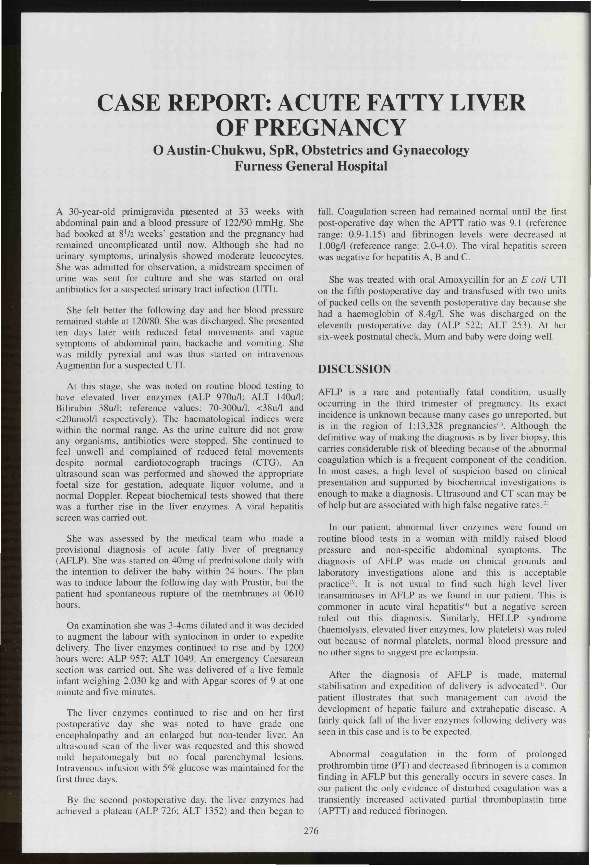 (PDF) Case report: acute fatty liver of pregnancy