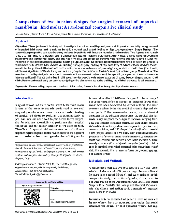 (PDF) Comparison of two incision designs for surgical removal of ...