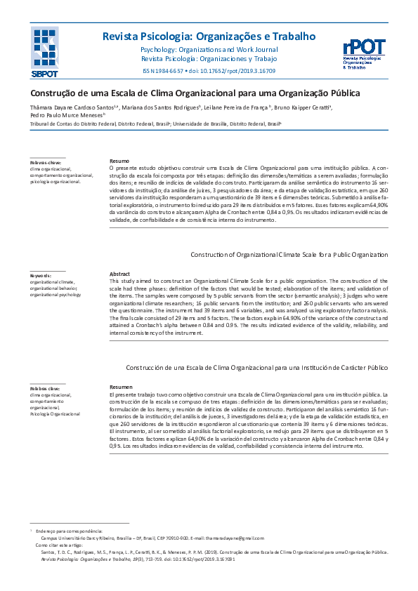 (PDF) Organizational Climate Scale
