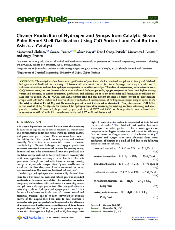 (PDF) Cleaner Production of Hydrogen and Syngas from Catalytic Steam ...