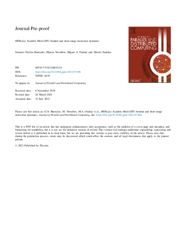 (PDF) MDScale: Scalable multi-GPU bonded and short-range molecular dynamics