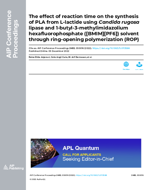 (PDF) The effect of reaction time on the synthesis of PLA from L ...