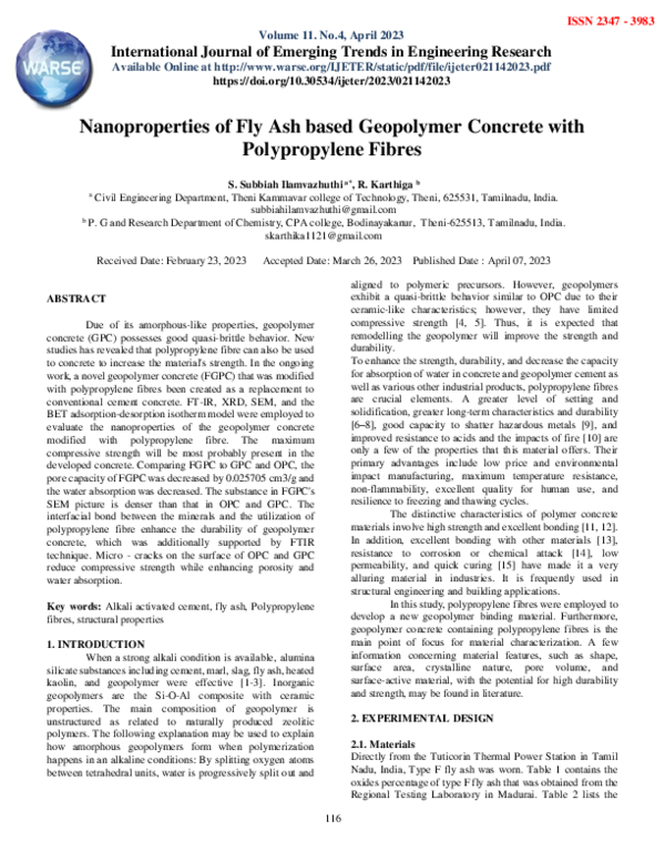 (PDF) Enhanced Fly Ash Geopolymer Concrete with Fibres