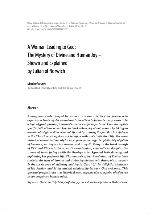 (PDF) A woman leading to God : the mystery of divine and human joy ...
