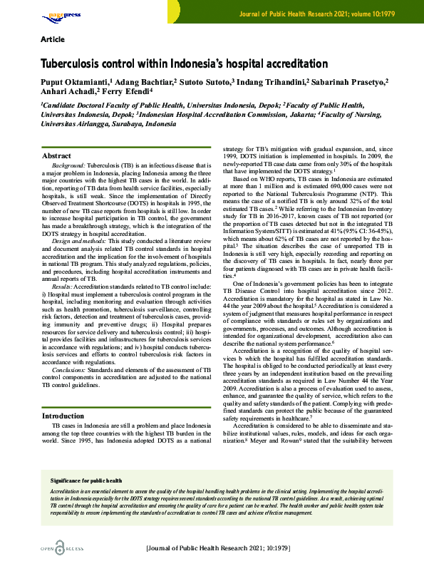 (PDF) Tuberculosis Control within Indonesia's Hospital Accreditation