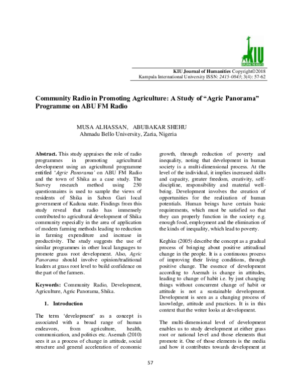 (PDF) Community Radio in Promoting Agriculture: A Study of “Agric ...