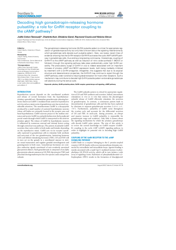 (PDF) Decoding high Gonadotropin-releasing hormone pulsatility: a role ...