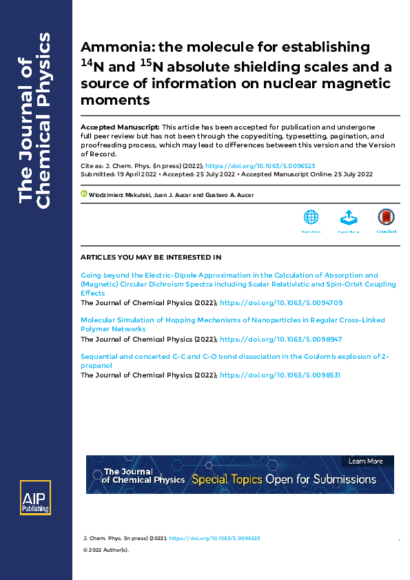 (PDF) Ammonia: The molecule for establishing 14N and 15N absolute ...