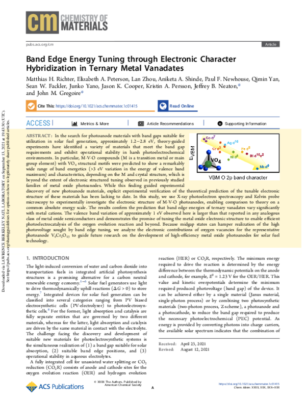(PDF) Band Edge Energy Tuning through Electronic Character ...