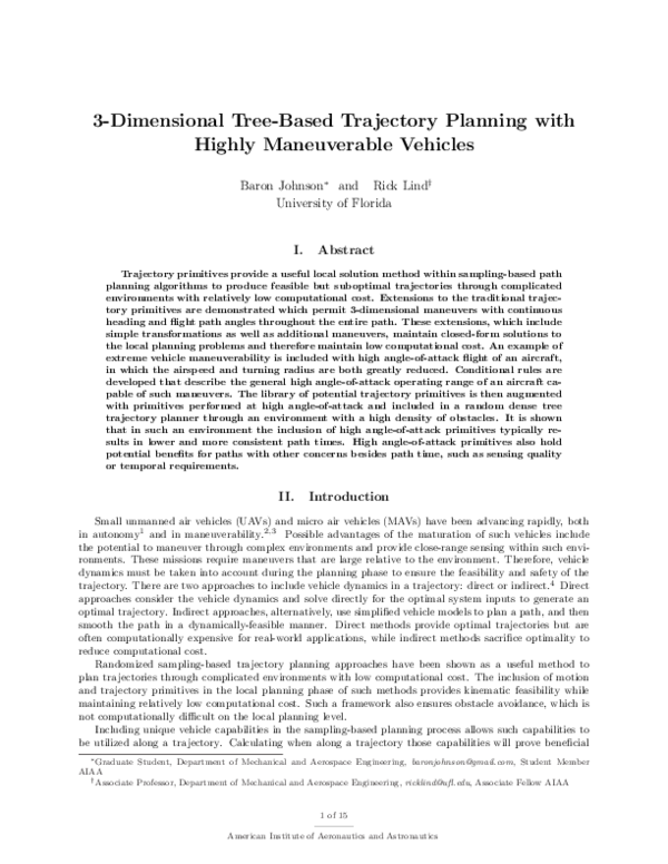 (PDF) 3-Dimensional Tree-Based Trajectory Planning with Highly Maneuverable Vehicles