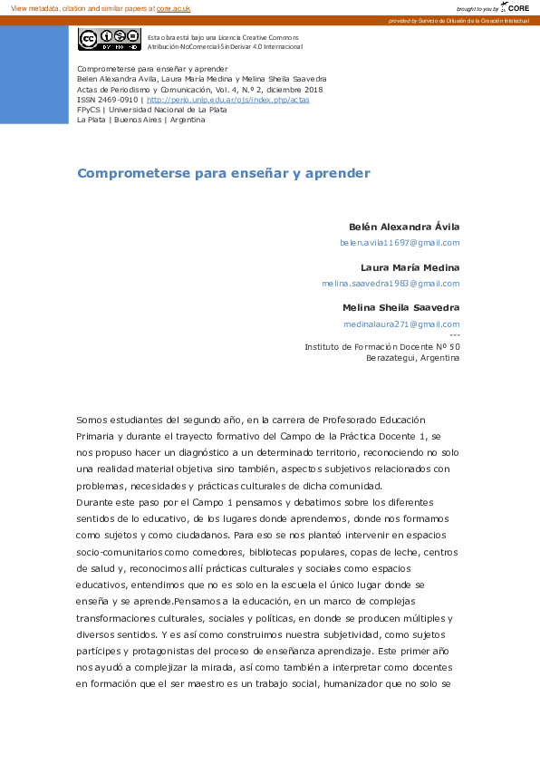(PDF) Comprometerse para enseñar y aprender