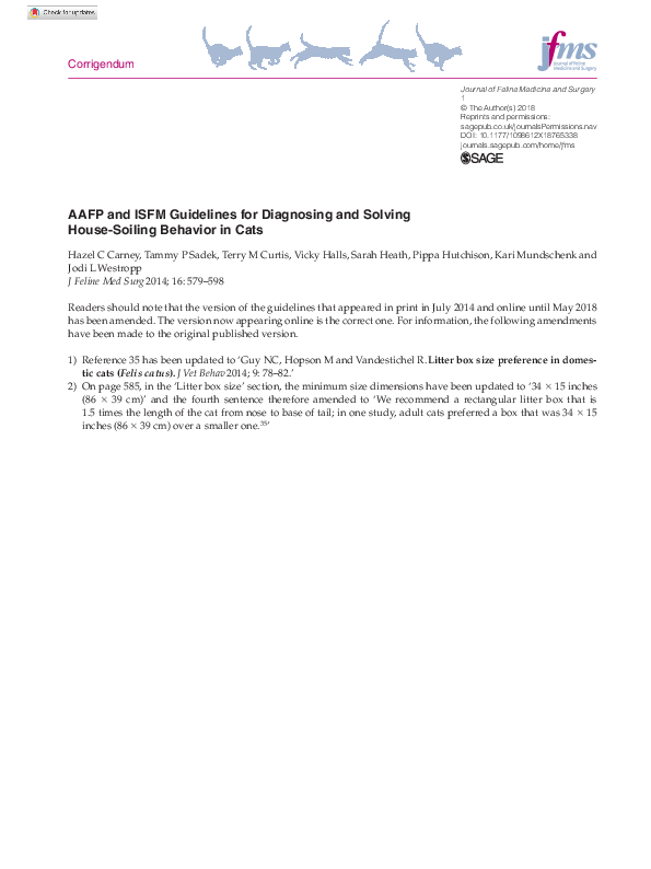 (PDF) AAFP and ISFM Guidelines for diagnosing and solving house-soiling ...