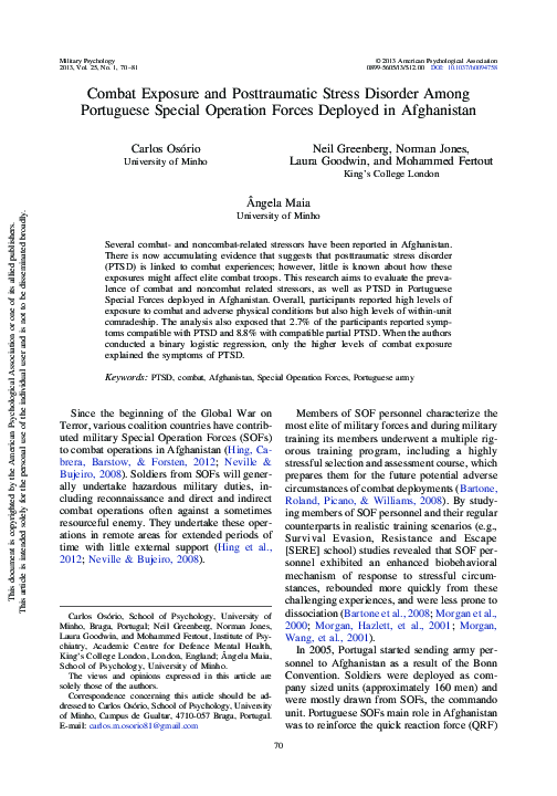 (PDF) Combat Exposure and Posttraumatic Stress Disorder Among ...