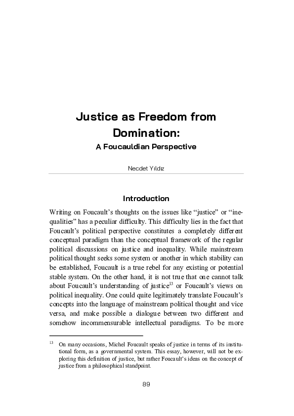 (PDF) Justice as Freedom from Domination: A Foucauldian Perspective