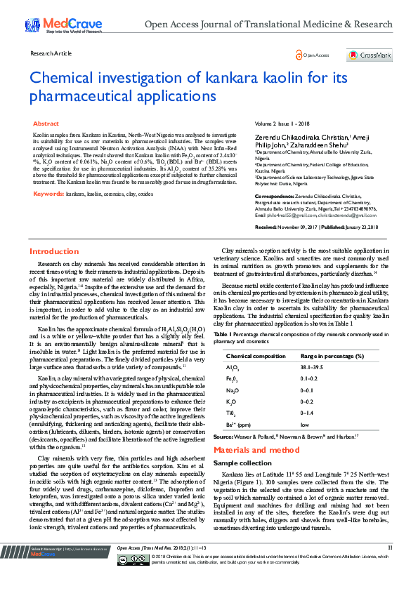 (PDF) Chemical investigation of kankara kaolin for its pharmaceutical ...