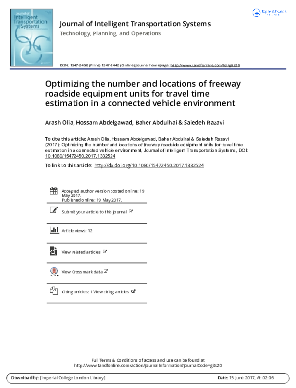 (PDF) Optimizing the number and locations of freeway roadside equipment units for travel time ...